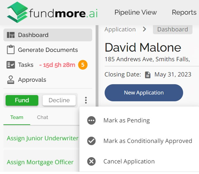Decisioning an Application